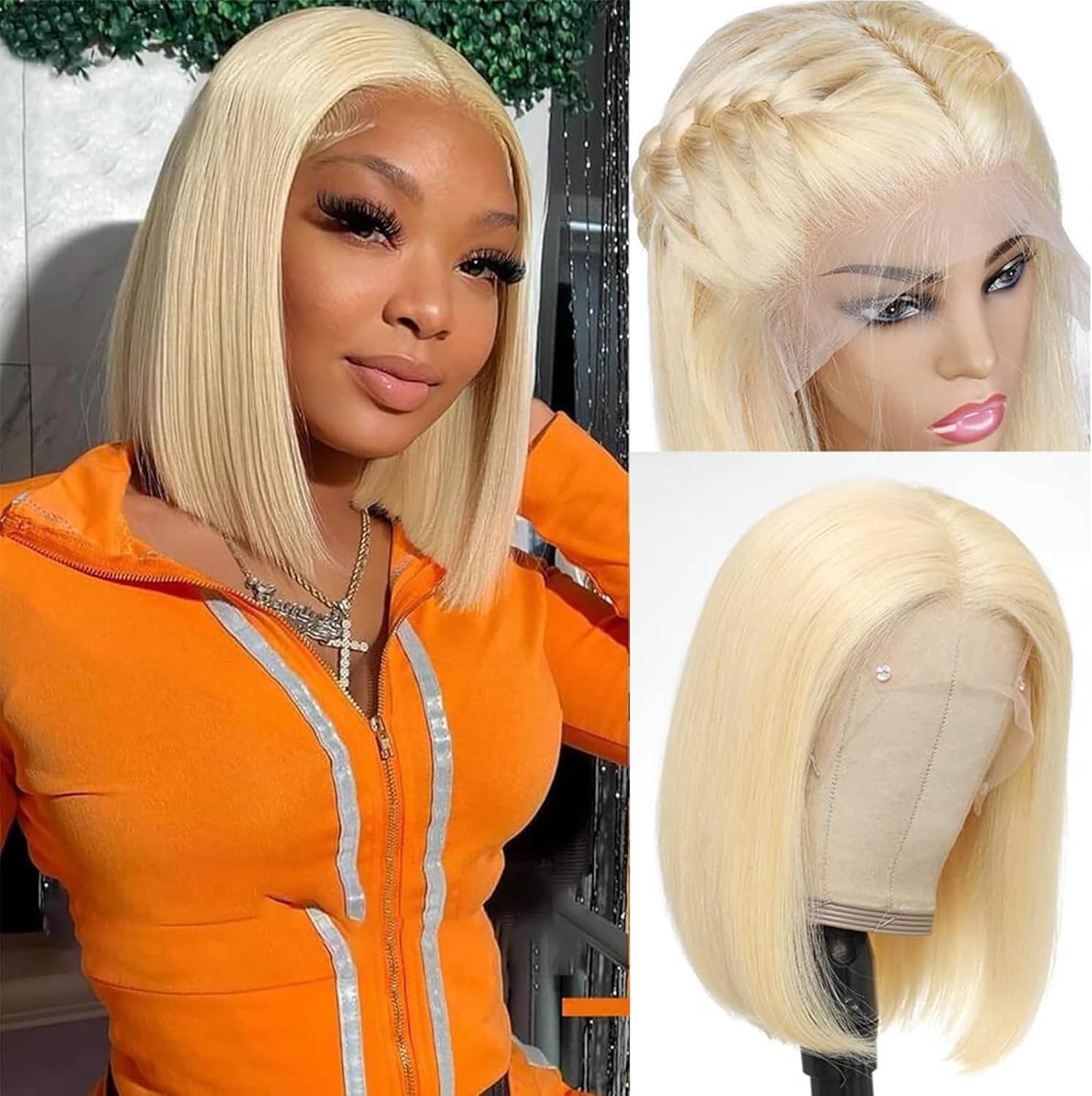 Amazon.com : YATUWIN Bob Wig Human Hair 613 Lace Front Wig Human Hair ...