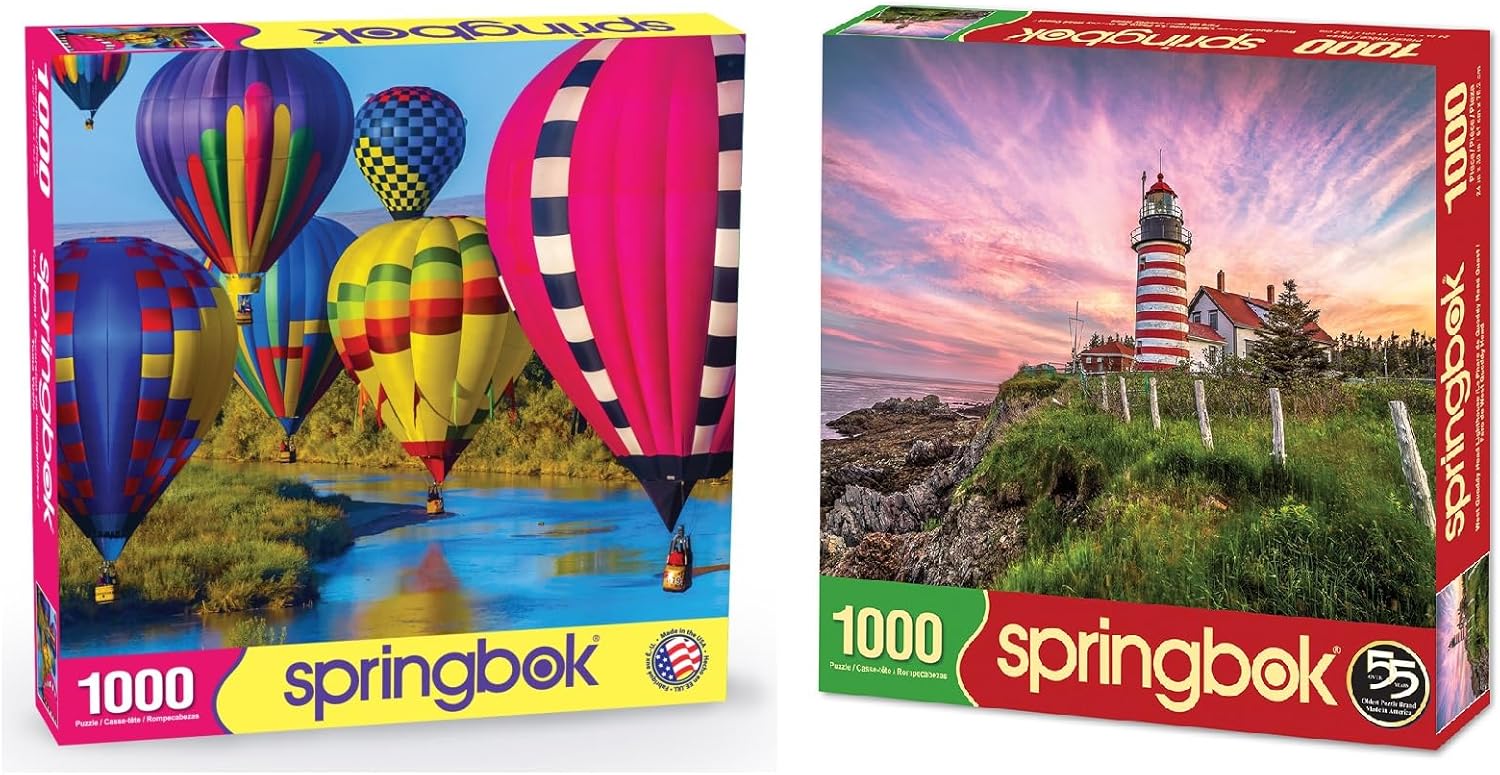 Amazon.com: Springbok Puzzle 2 Pack of 1000 Piece Jigsaw Puzzles - Take ...