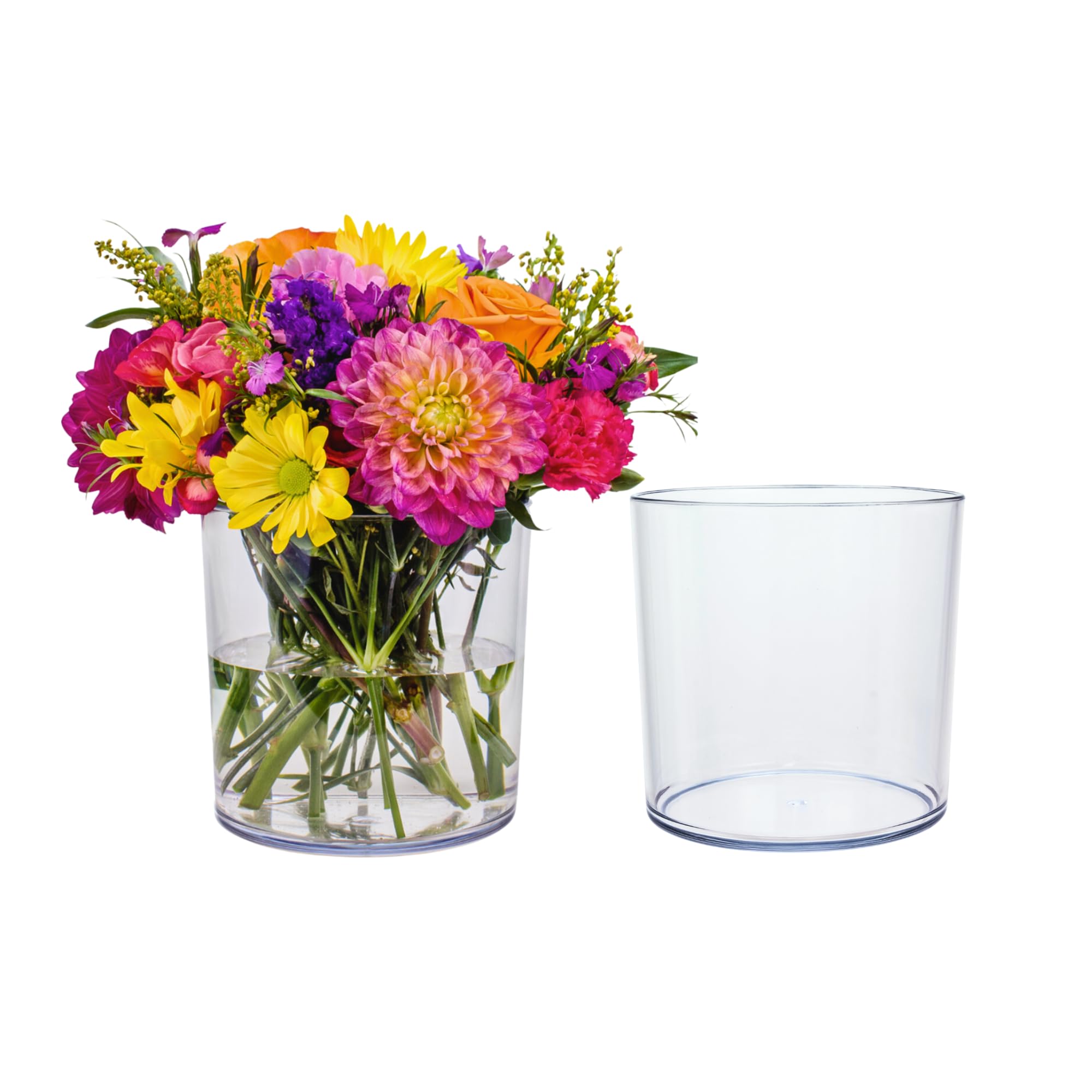 Amazon.com: Jacobson ABS Clear Plastic Cylinder Flower Vases ...