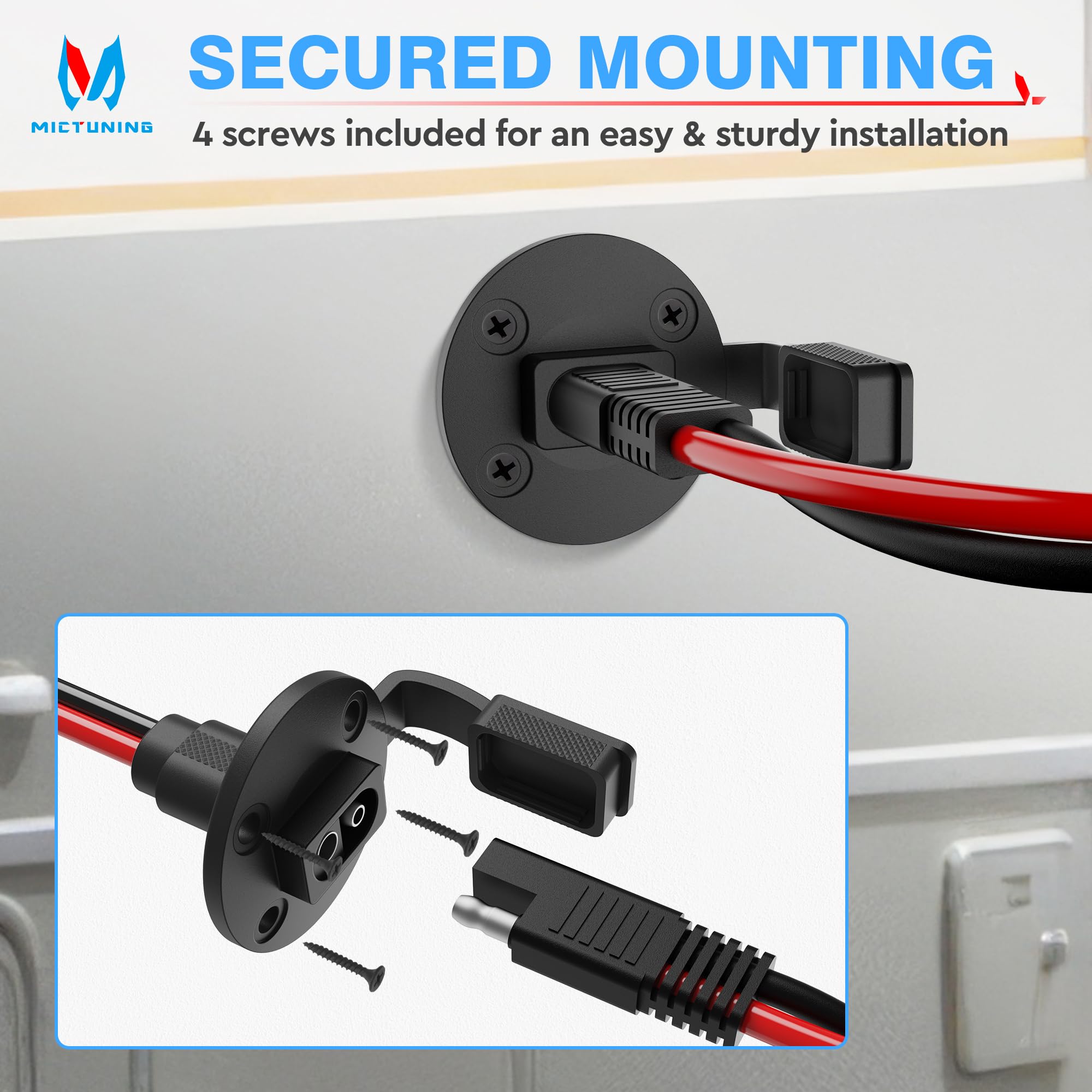 Snapklik.com : MICTUNING 3.5ft 10AWG Power SAE Socket Sidewall Port To ...