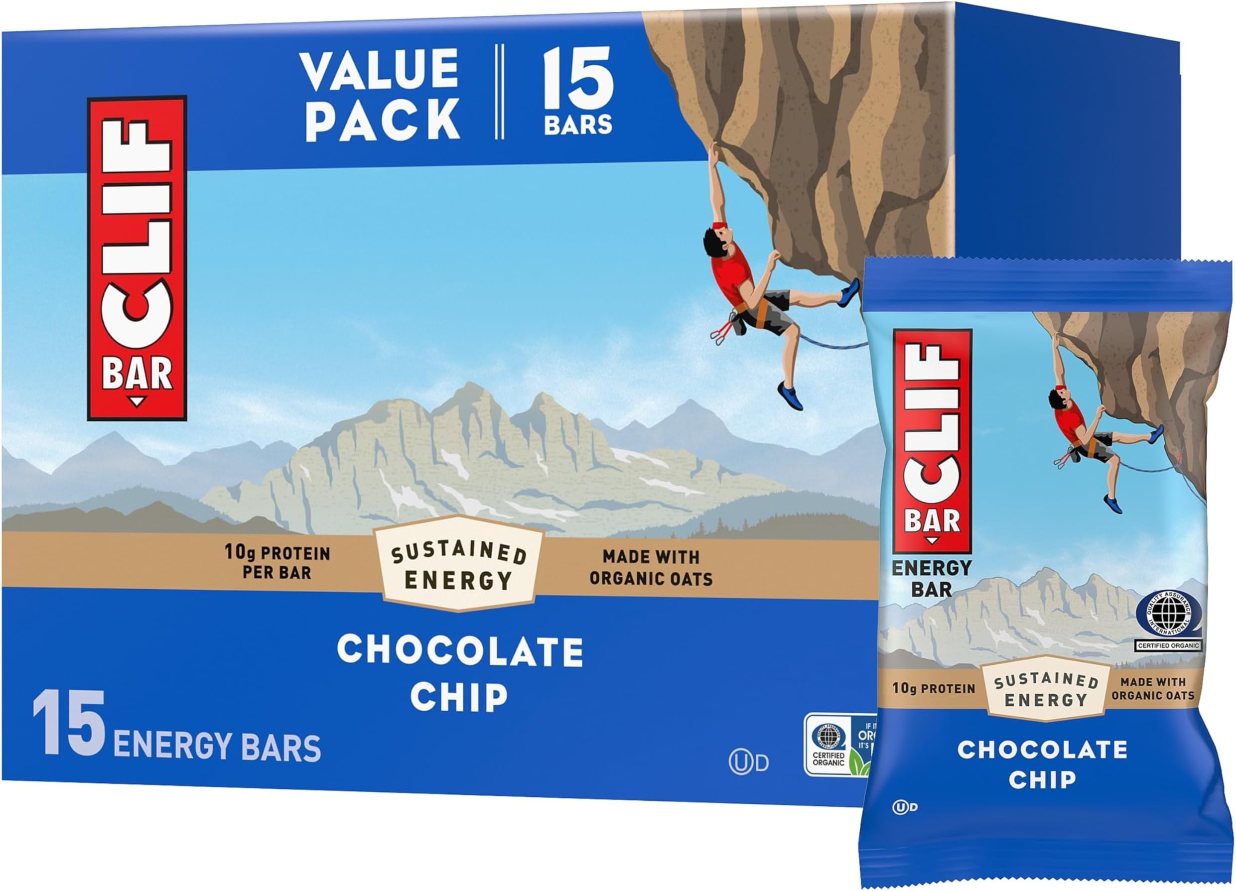 Amazon.com : CLIF BAR - Protein Bars - Chocolate Chip - Made with ...