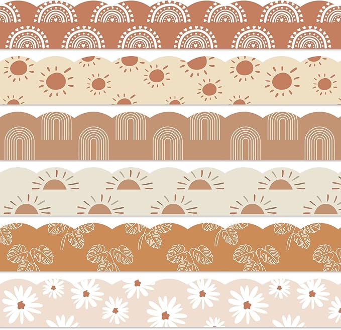 Amazon.com: Whaline 82Ft Modern Boho Bulletin Board Borders Boho ...
