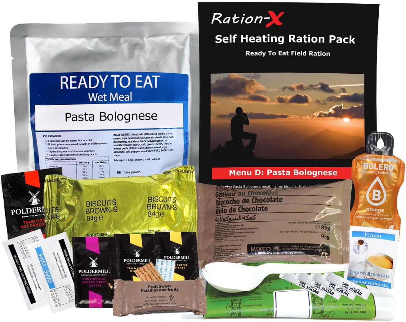 Ration-X Self Heating Field Ration Pack Ready To Eat Outdoor Meal Menu ...
