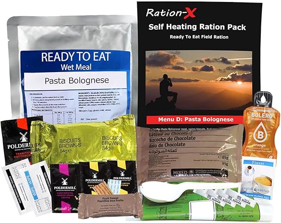 Ration-X Self Heating Field Ration Pack Ready To Eat Outdoor Meal Menu ...
