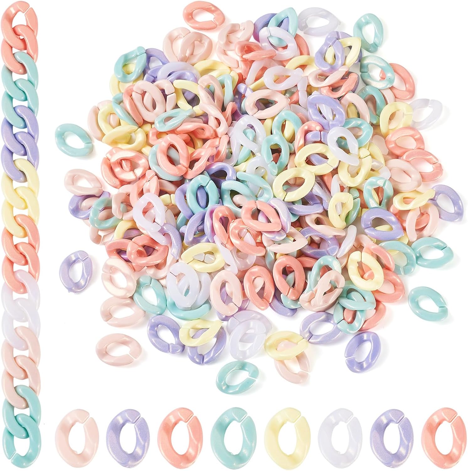 Amazon.com: Beadthoven 400pcs Acrylic Linking Rings, Plastic Chunky ...
