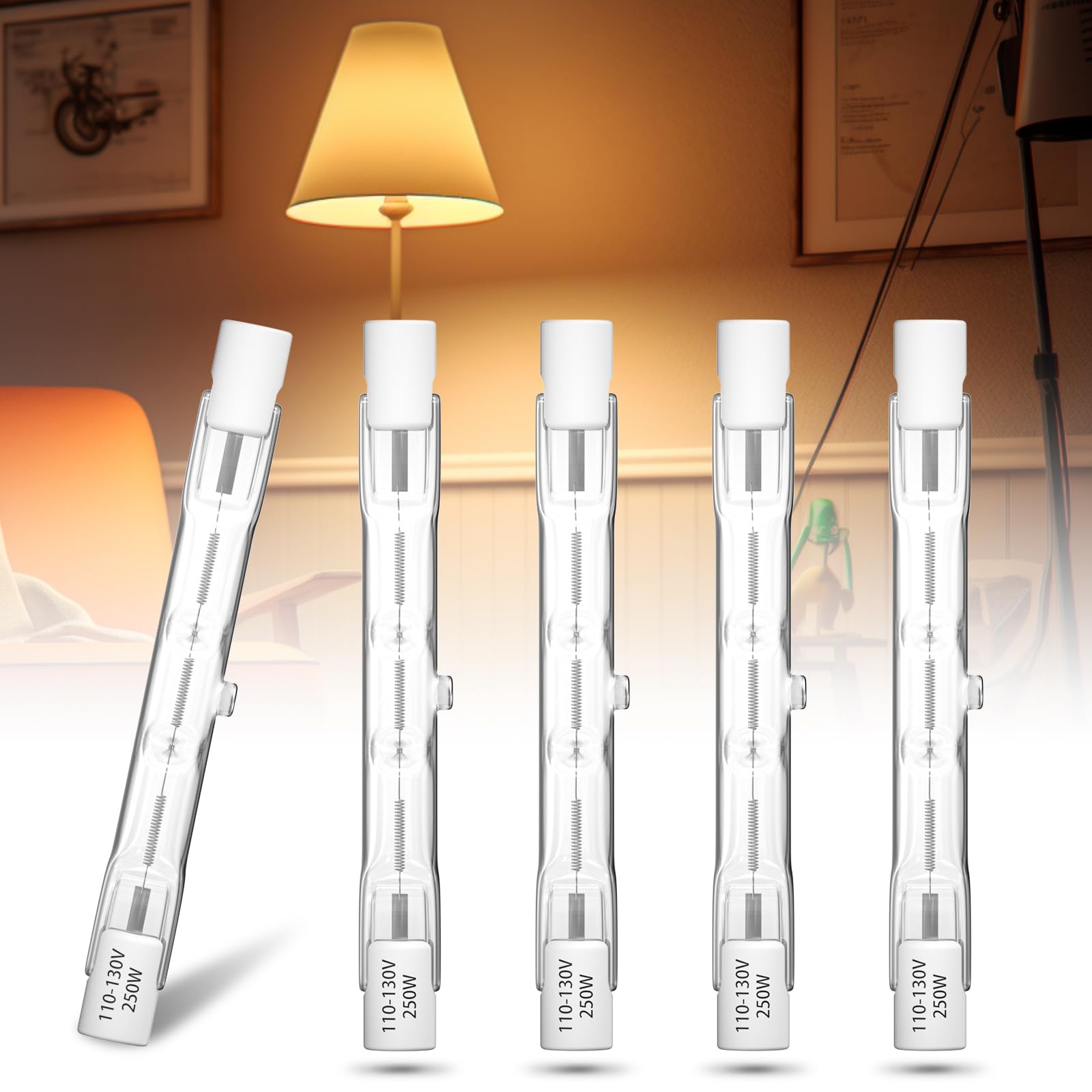 TobeBright 250W Halogen Light Bulbs R7s 78mm T3 Halogen Bulbs 2700K ...