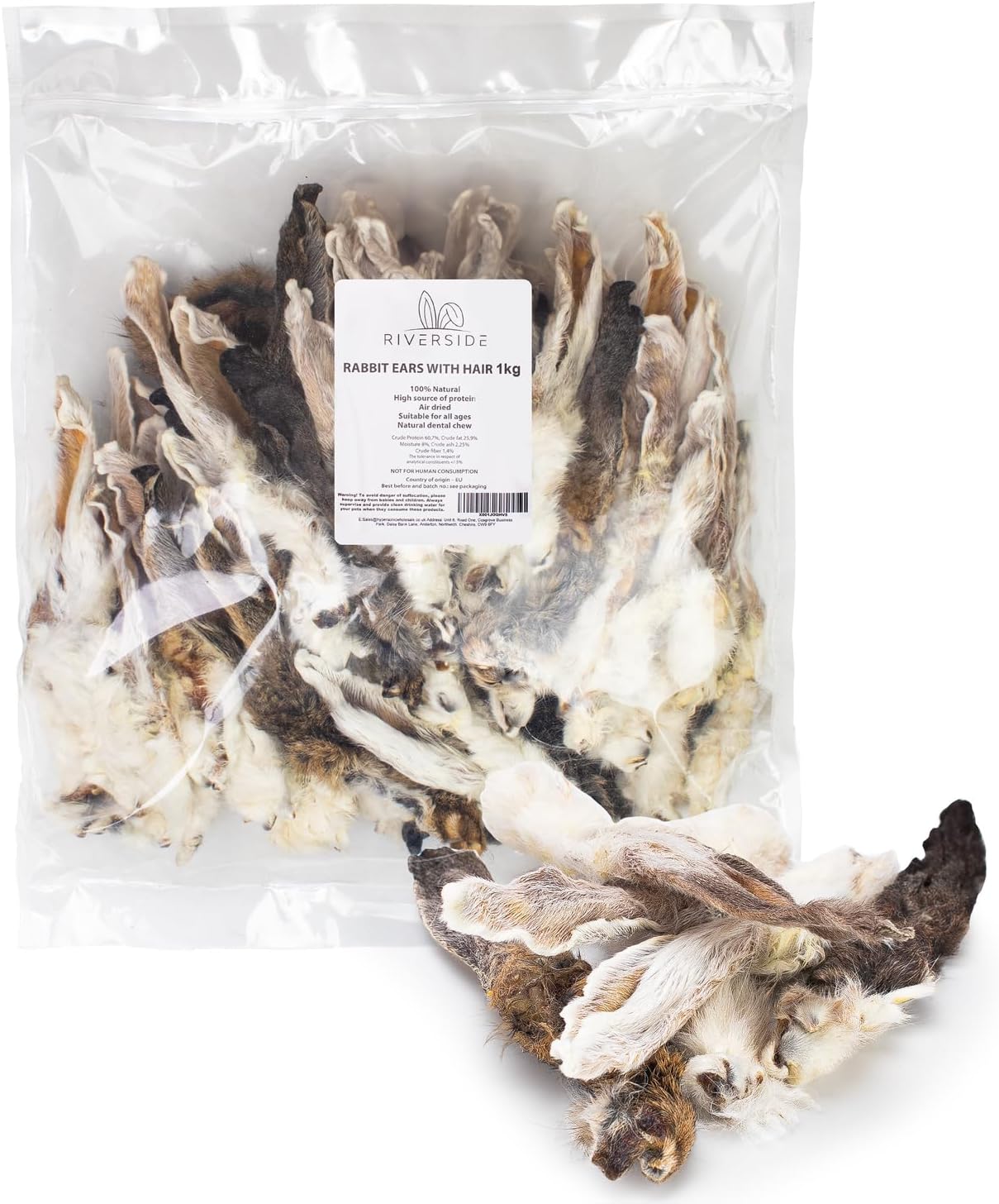 Rabbit Ears with Fur for Dogs - (1kg, 70-85 Ears), Premium ...