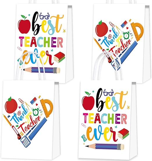 Amazon.com: 16 PCS Teacher Appreciation Gift Bags-Best Teacher Ever ...
