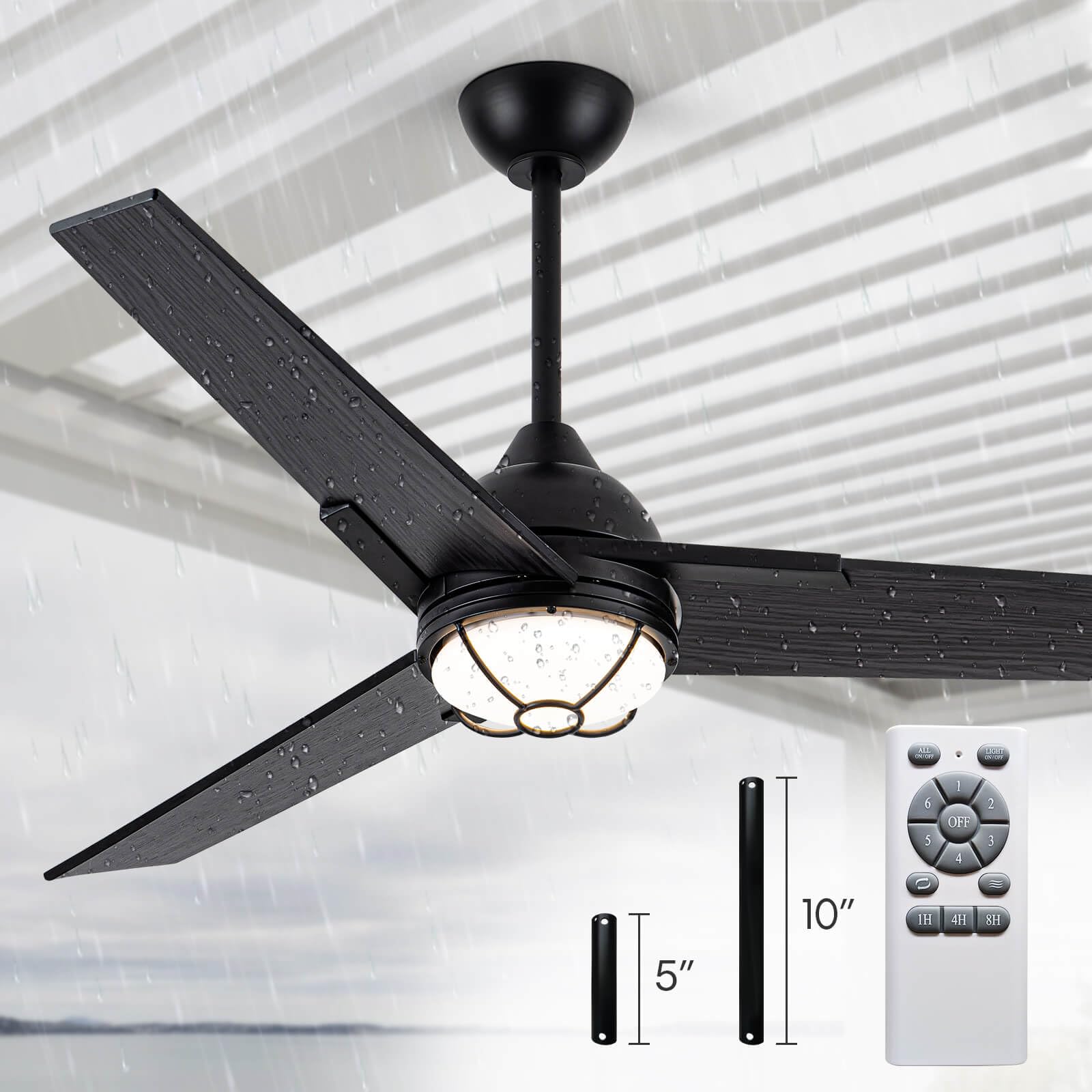 Waterproof Outdoor Ceiling Fans with Light and Remote for Patios 52 ...