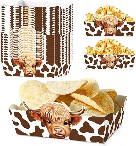 Amazon.com | Zliisang 24 Pcs Highland Cow Party Supplies Paper Food ...