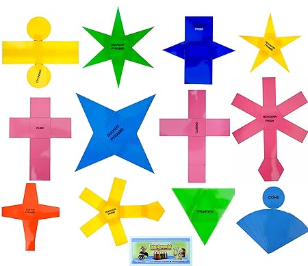 Mathworld Geometric Shape 3d Folding Nets Set of 12 pieces activity ...