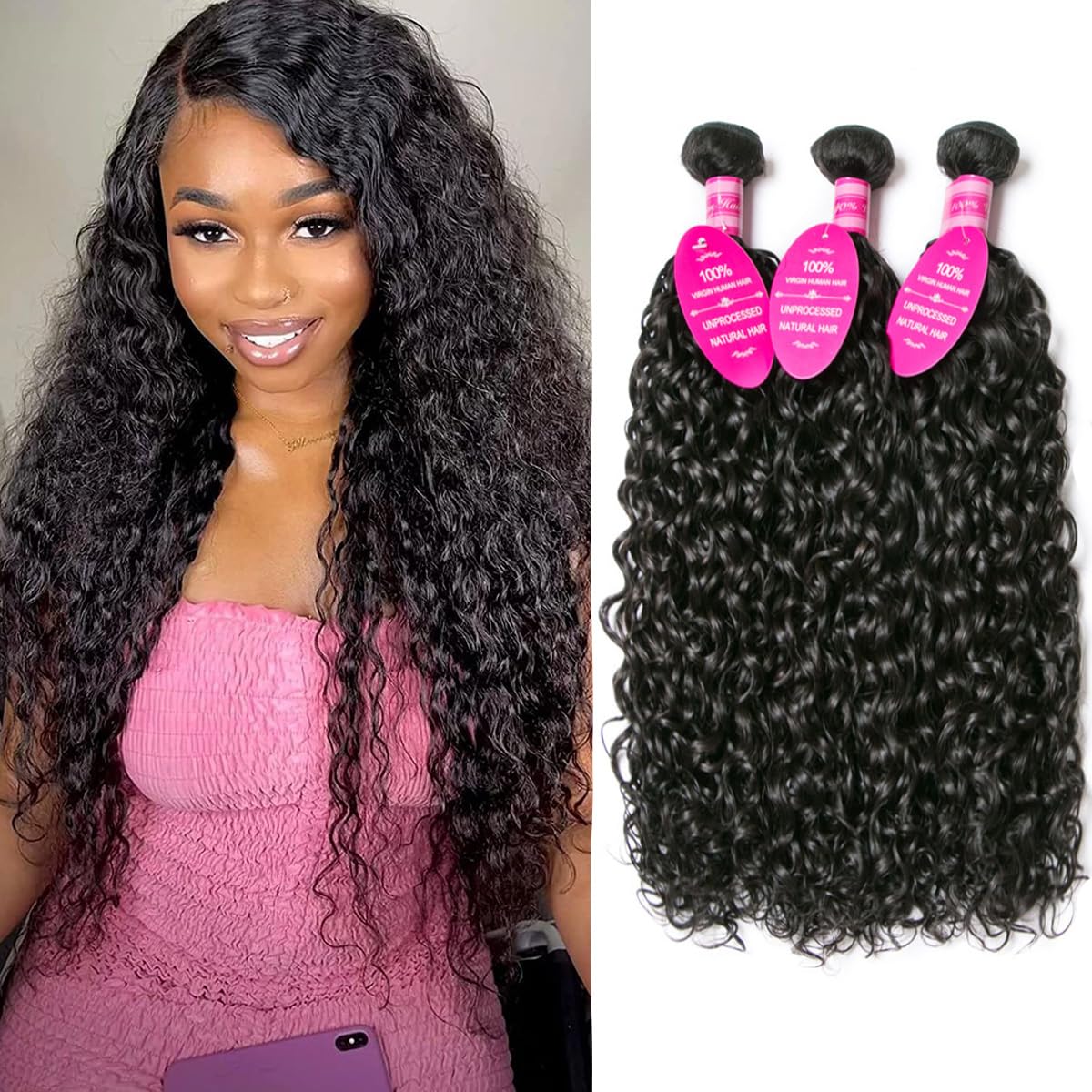 Amazon.com : SKVWTIM Water Wave Bundles 12 14 16 Inch Brazilian Virgin ...