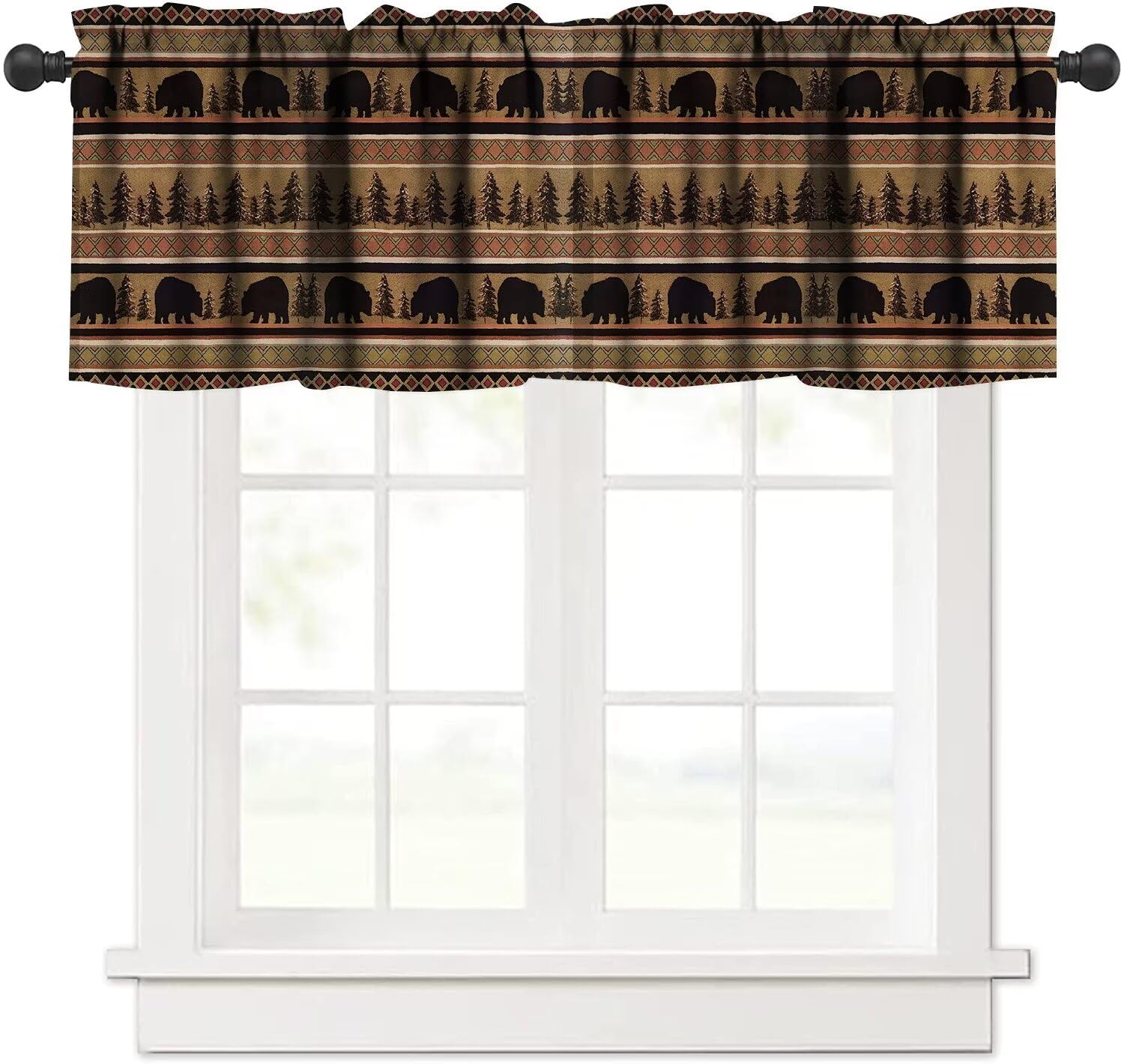Amazon.com: FengMingRui Vintage Brown Bear Valance Curtains Retro ...
