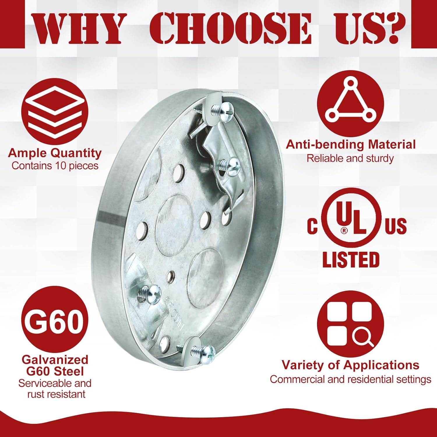 10 Pcs R 4 Round Shallow Electrical Box with 1/2 Deep 1/2 Bottom ...