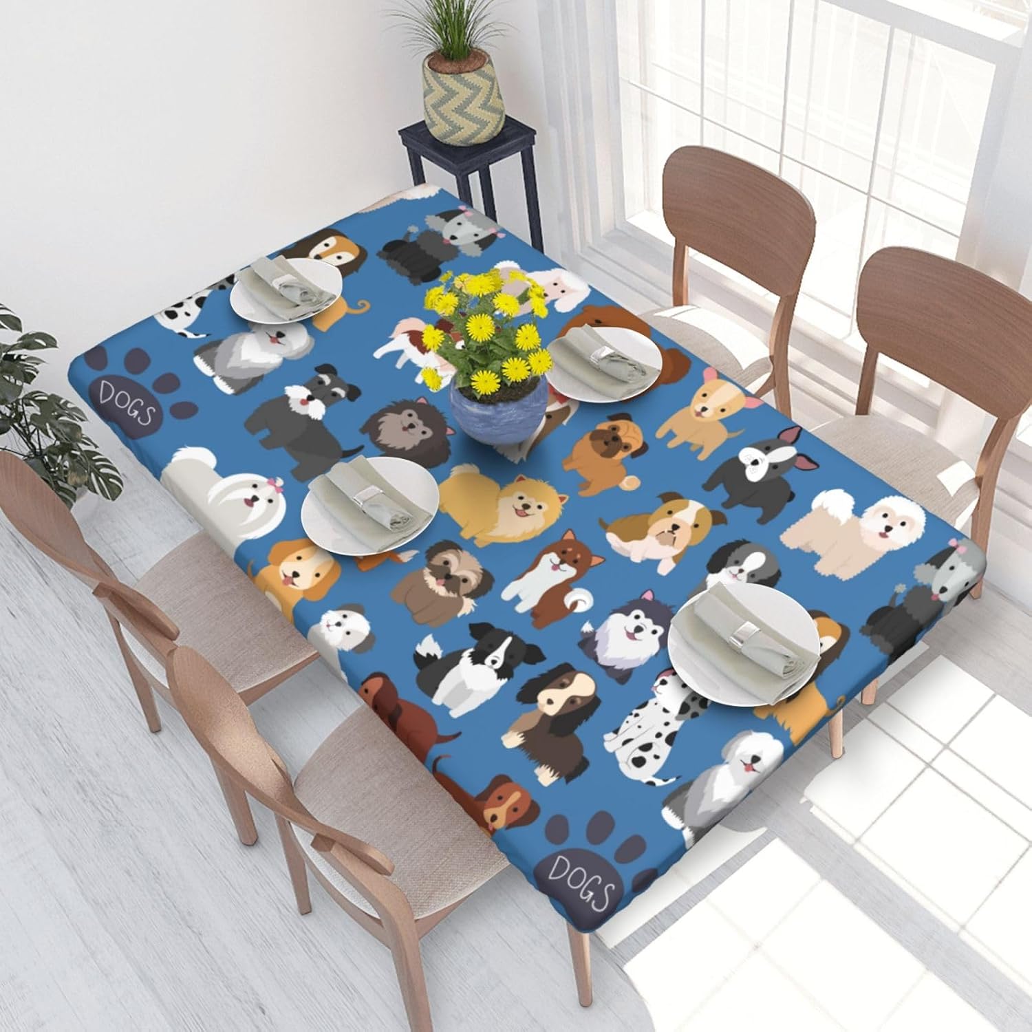 Amazon.com: Gbuzozie Cute Puppy Dogs Animal Rectangle Tablecloth with ...