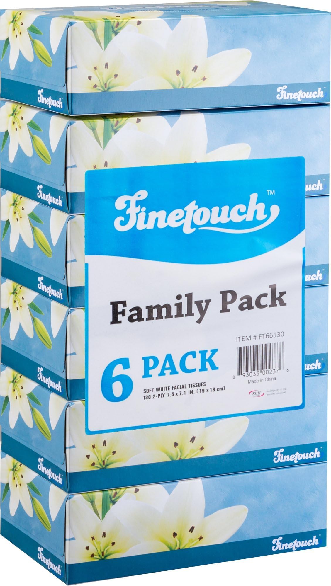 Amazon.com: Finetouch 2-Ply Facial Tissues – 6 Boxes of 130 Soft ...