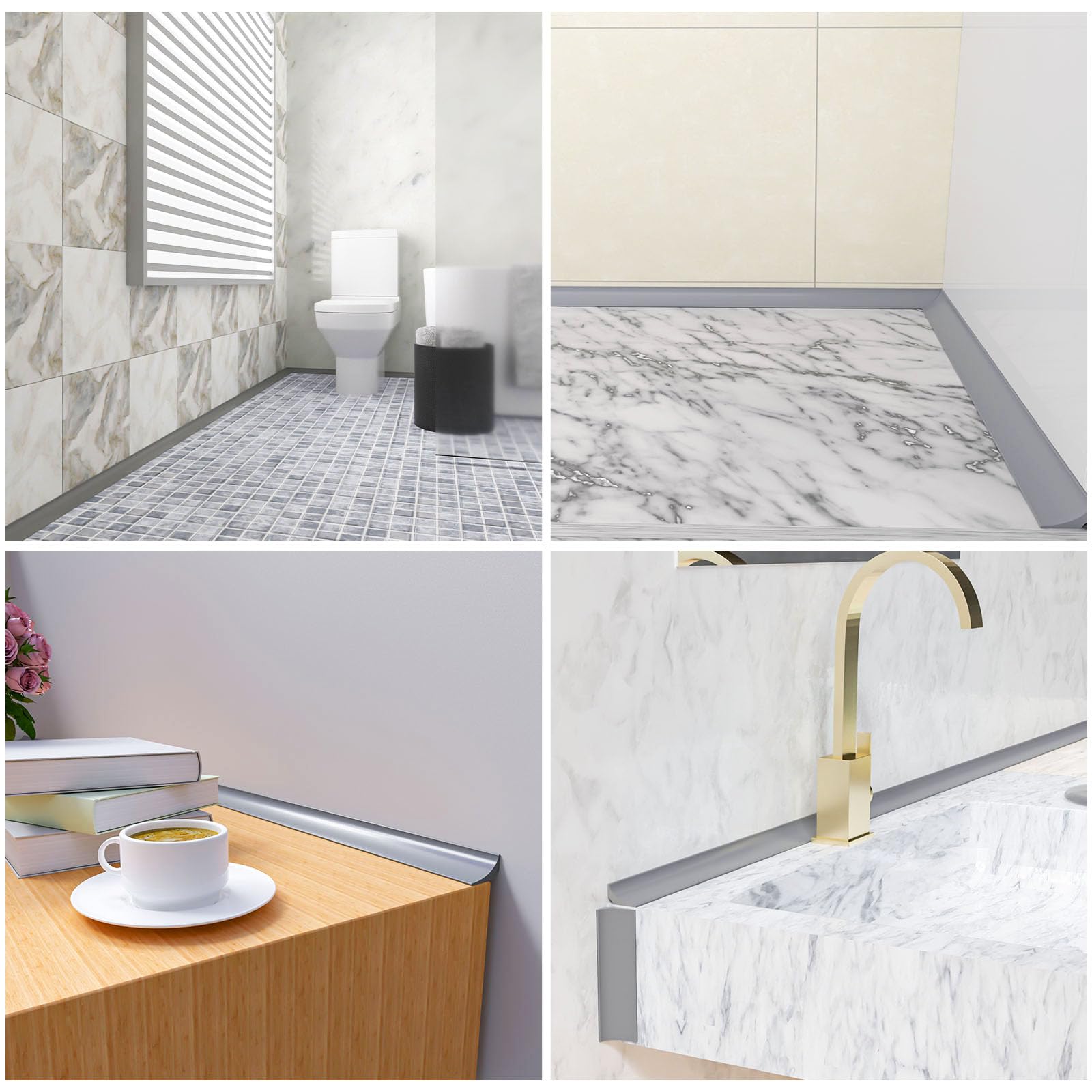 Snapklik.com : 39" Shower Threshold Water Dam Barrier Grey Shower Water ...