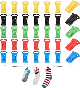 Teaaha 25 PCS Sock Clips, Non-Slip Laundry Clips with Hook, Sock Clips ...