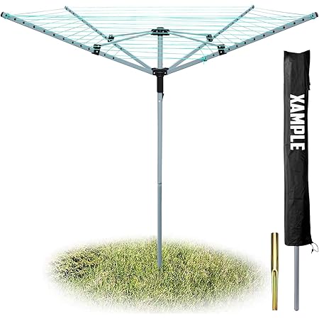 Apuucse Outdoor 50M 4 Arm Folding Rotary Washing Line，Garden Heavy Duty ...