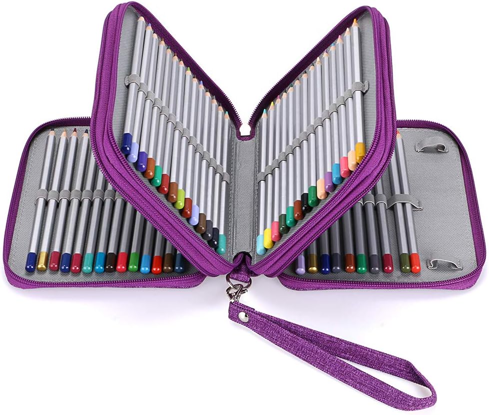 Amazon.com: BTSKY®Colored Pencil Case Holder- Big Capacity Deluxe PU ...