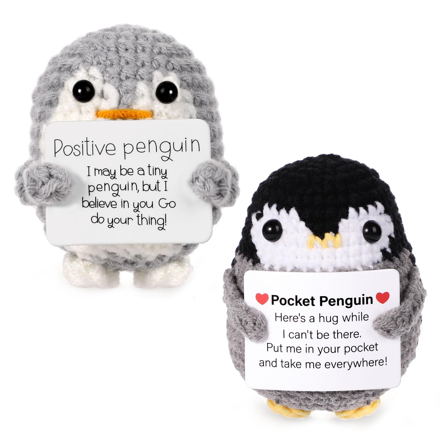 2pcs Mini Positive Crochet Penguin, Emotional Penguin Funny Positive ...