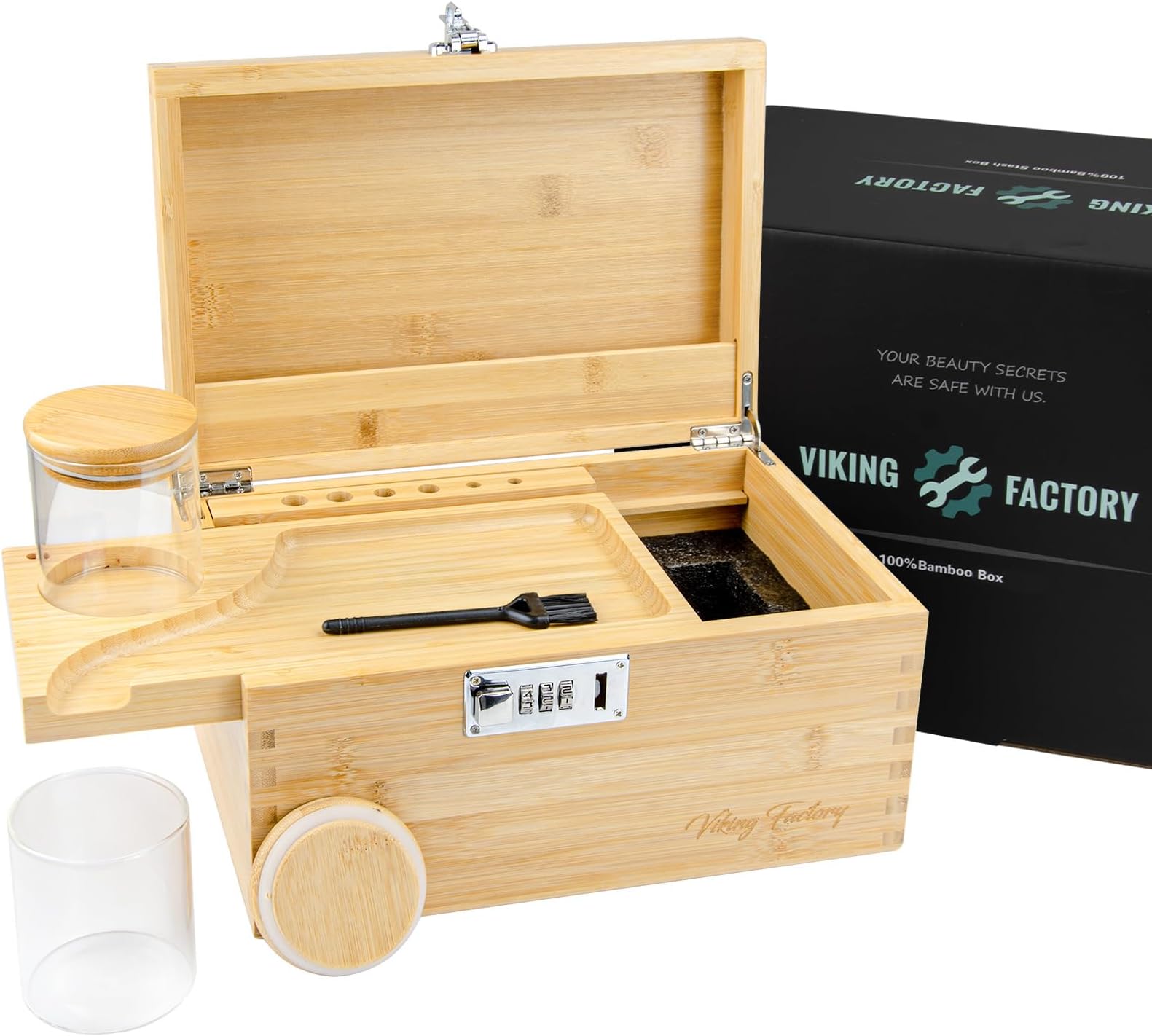 Amazon.com: Viking Factory Premium Large Bamboo Box Tray Set Handmade ...