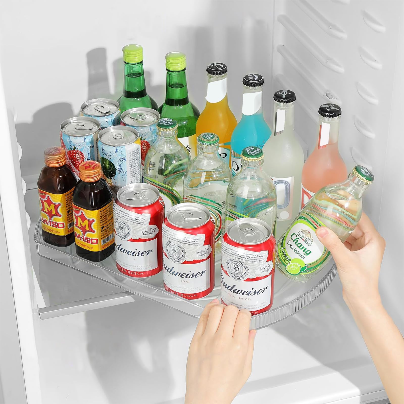 Lazy Susan Organizer for Refrigerator 15.7" Slide and 360° Rotate for ...