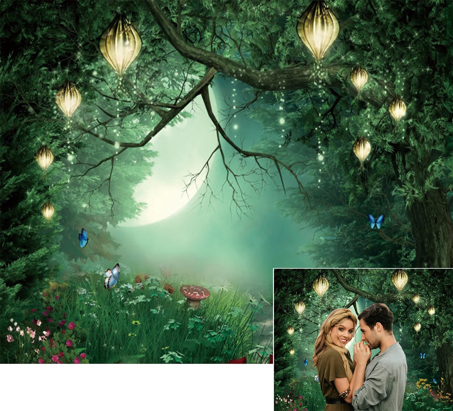 Amazon.com : Fairy Tale Forest Backdrop Spring Green Enchanted Forest ...