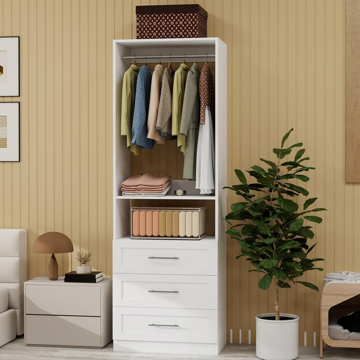 Amazon.com: Secilix Closet System with 3 Drawers, Modular Closet ...