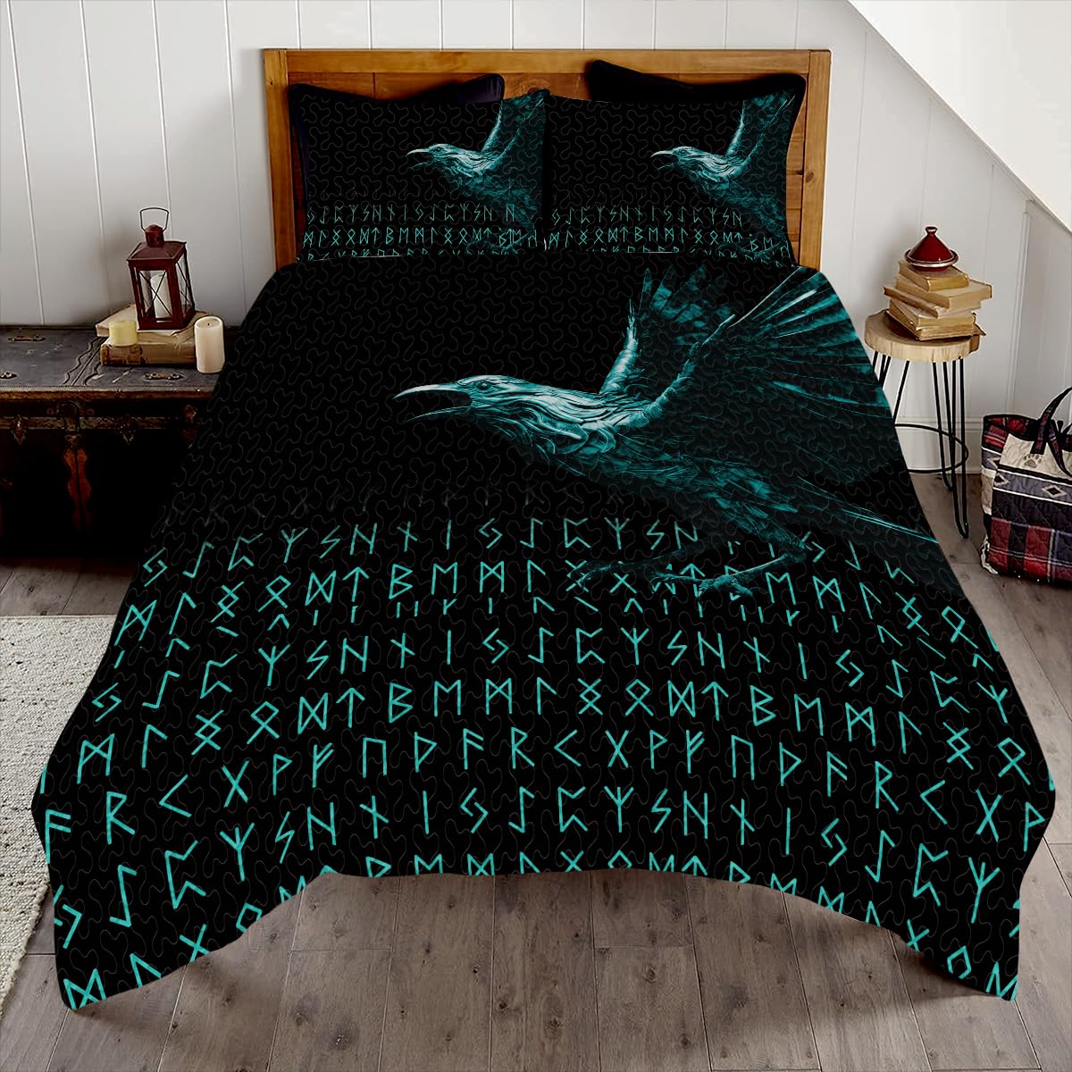 Raven Bedroom Set Viking Bedding Set Raven Odin | Viking Bed Set