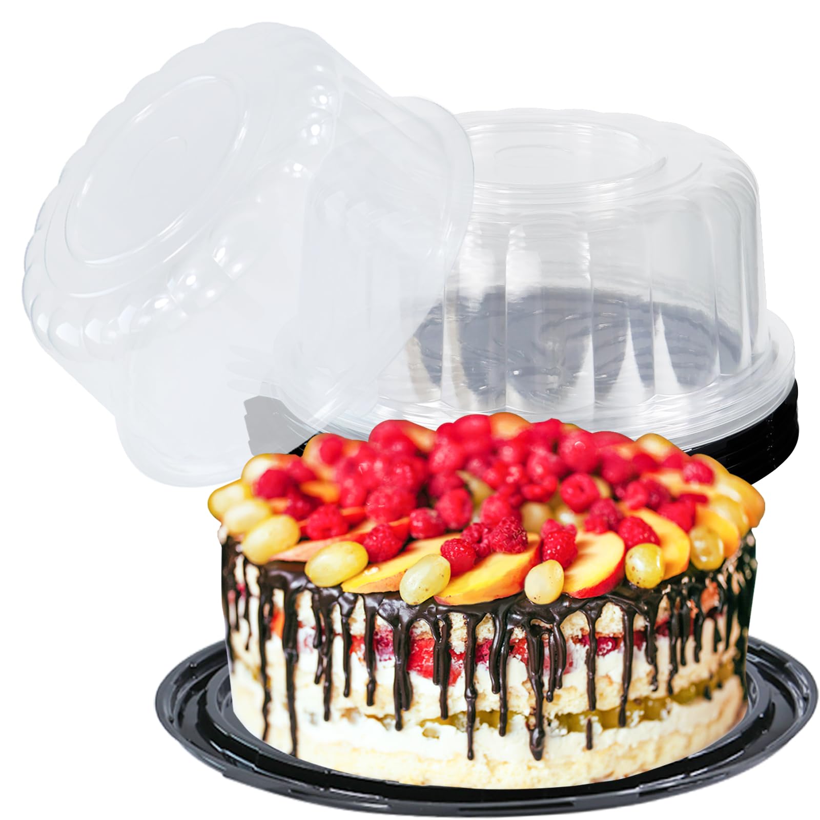 Amazon.com: GRZJOPP 5Pcs 10Inch Disposable Plastic Cake Container with ...