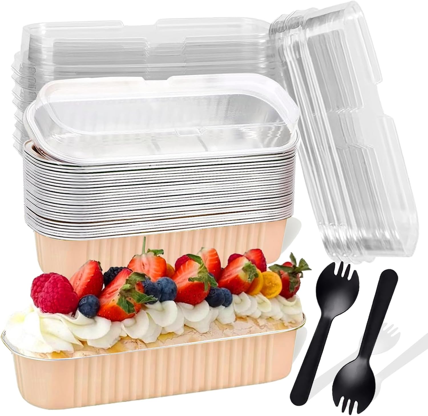 Amazon.com: Fodofodo 20PCS Rectangle Mini Loaf Pans with Lids,Mini Cake ...