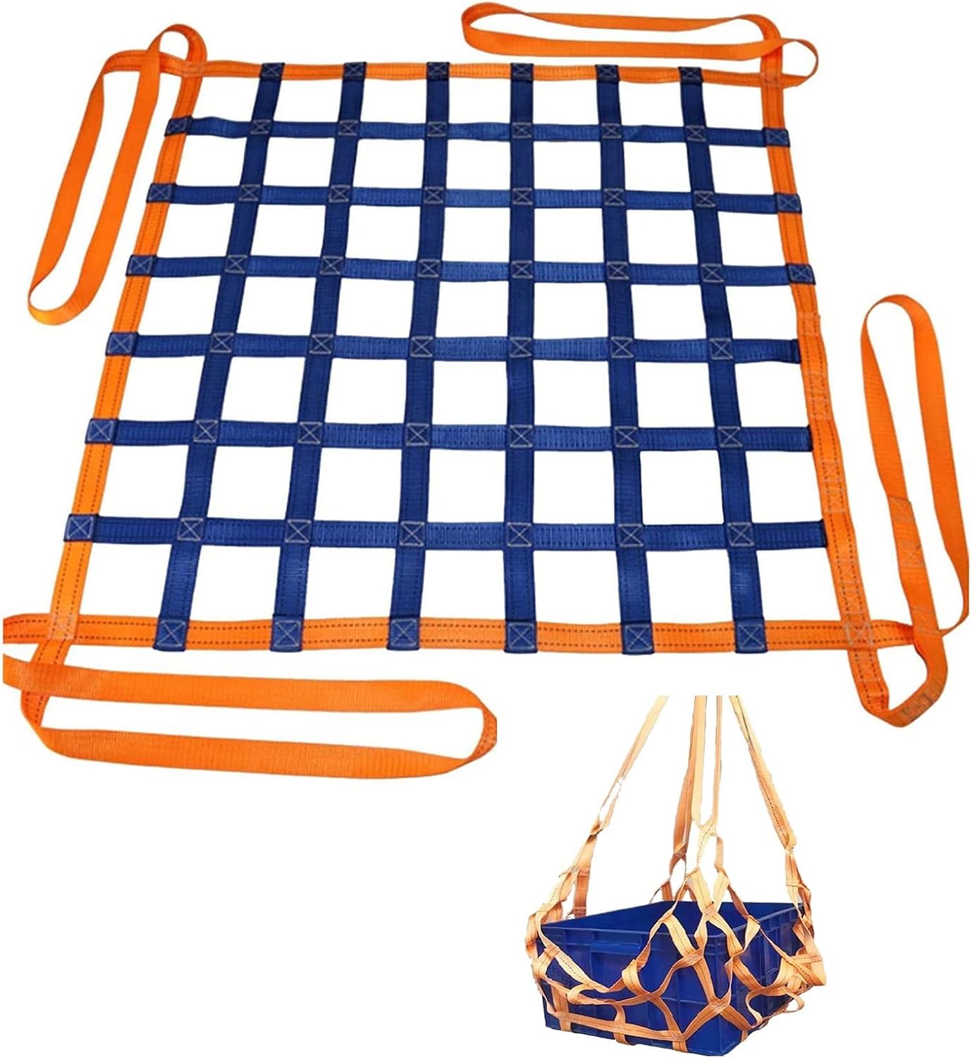 Safety Lifting Net Straps - Flat Nylon Sling Hoisting Net, Pallet Cargo ...