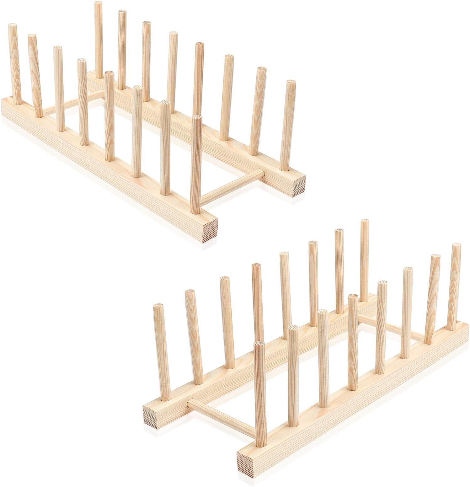 sinzau 2 PACK Plate Rack, Wooden Dish Rack, for Plate, Cup, Pot Lid ...