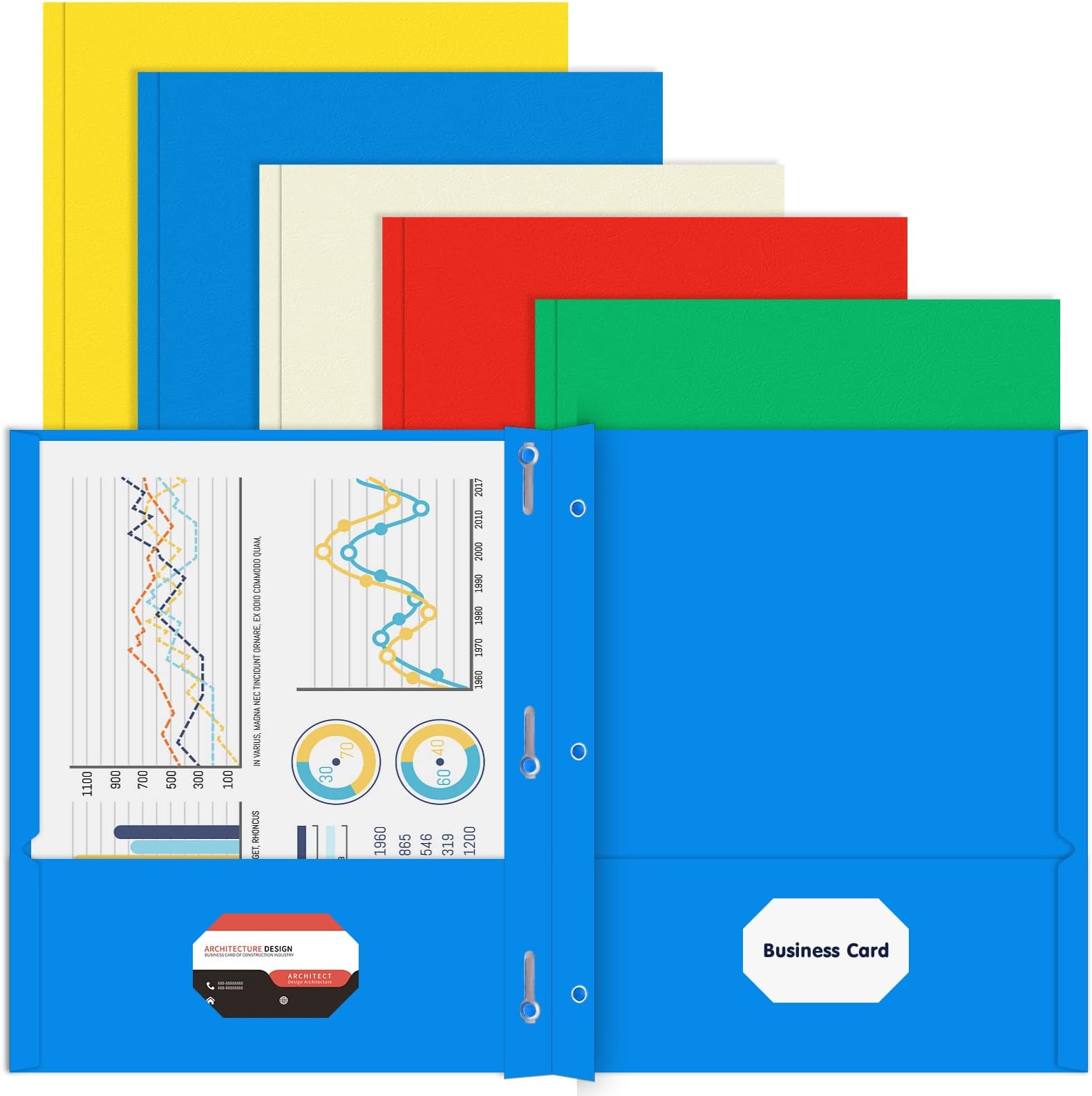 Amazon.com : Two Pocket Folder, HERKKA 100 Pack 2 Pocket Folders with ...