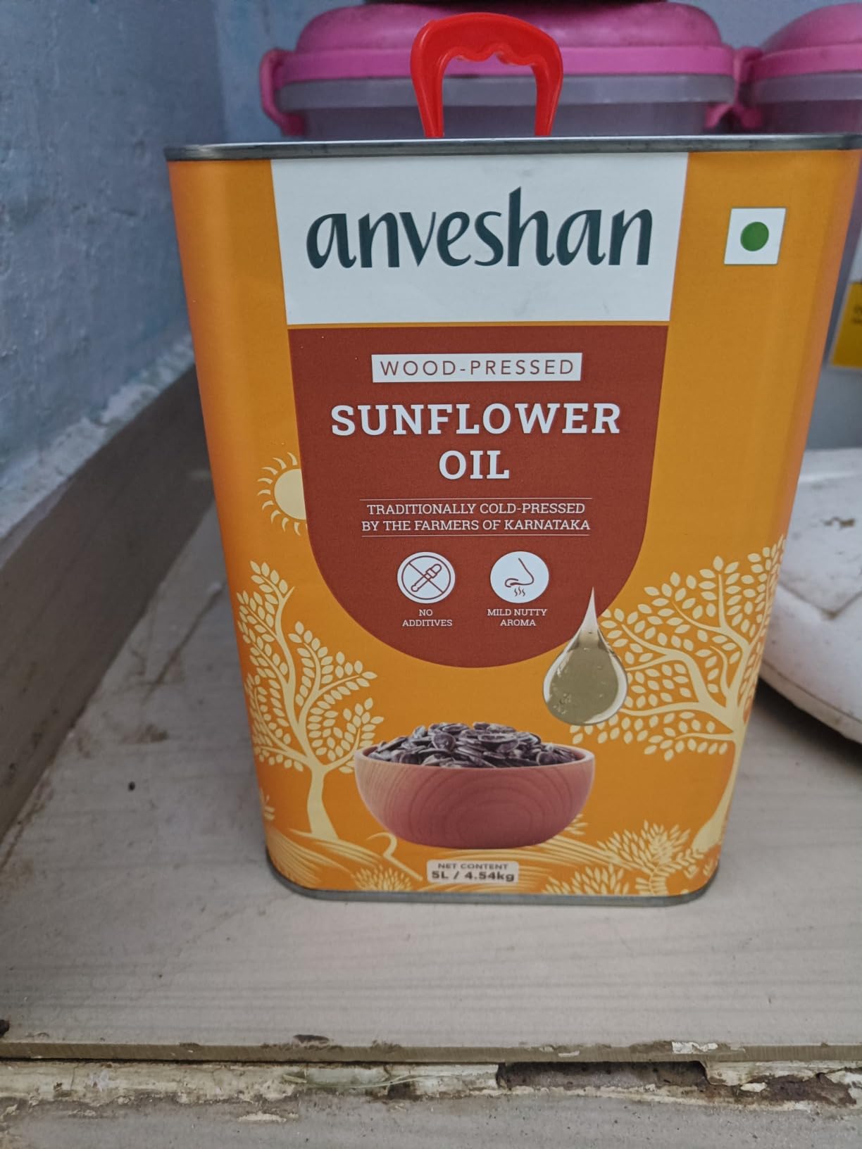 Anveshan Wood Pressed Sunflower Oil 5L | Tin Can | Kolhu/Chekku ...