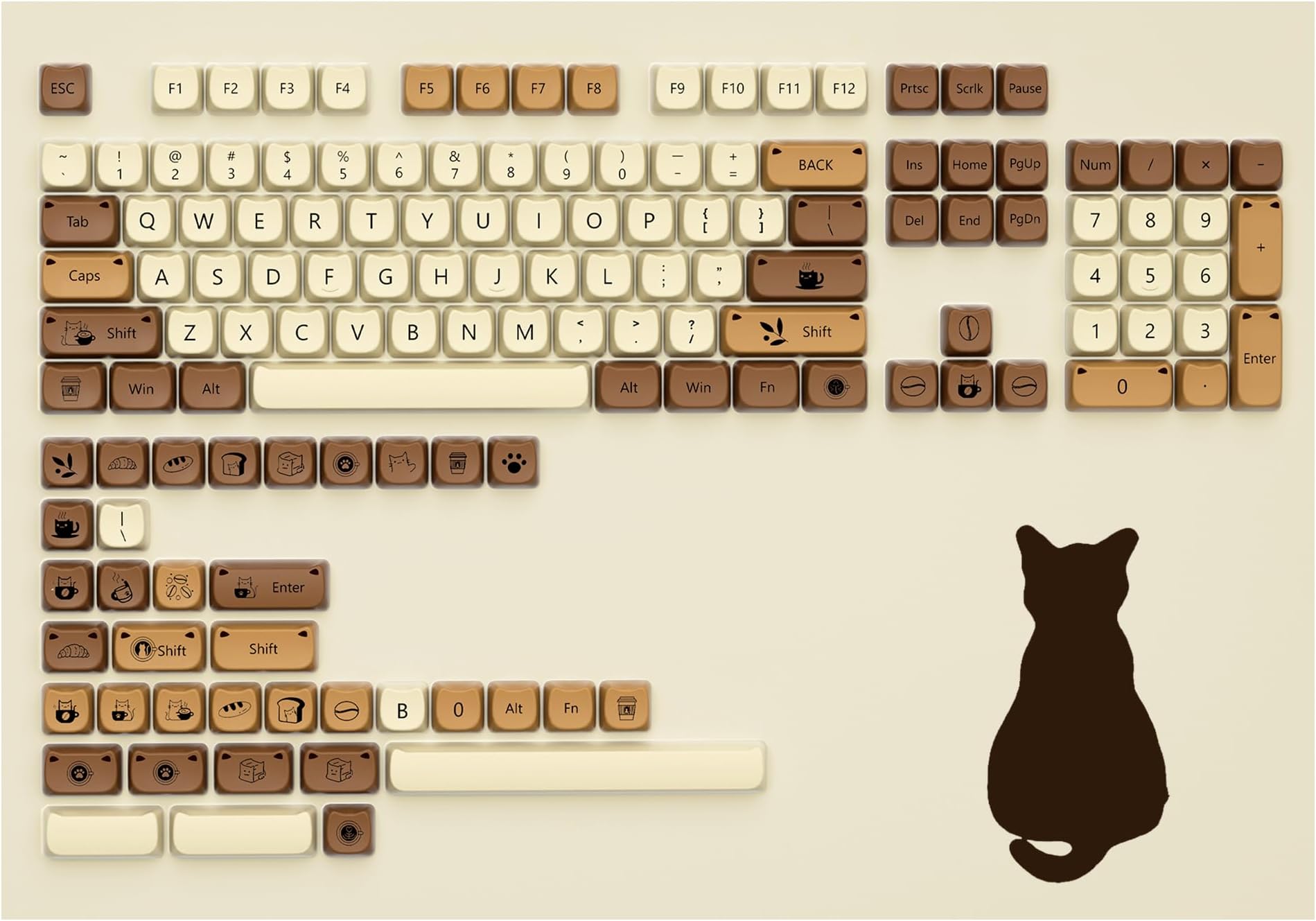 Amazon.com: XVX Cute Cat Keycaps, Thick PBT Keycap Mao Profile, 141 ...