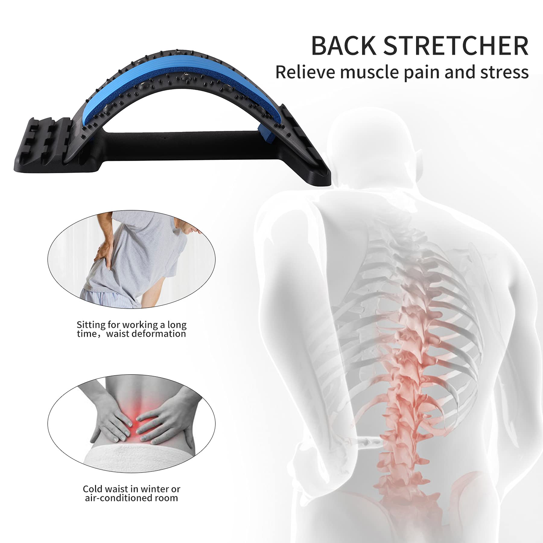 Buy Spine deck Back Stretcher Multi-Level Lumbar Support Stretching ...