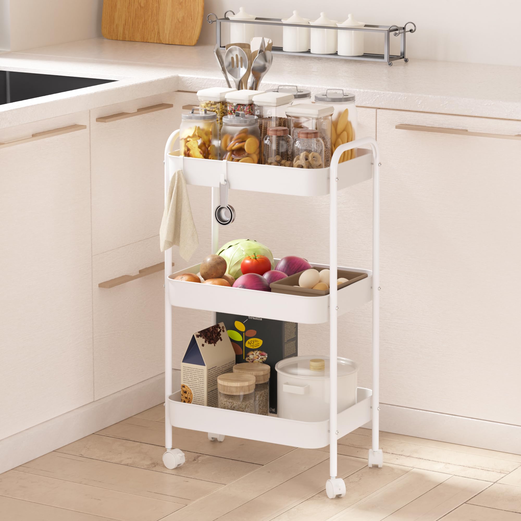 Snapklik.com : Vtopmart 3 Tier Metal Rolling Cart, Utility Rolling Carts