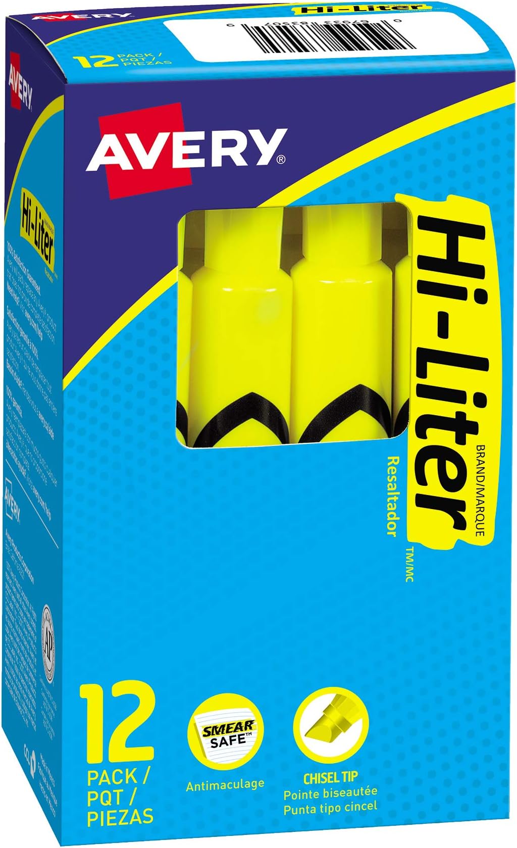 Avery Hi-LITER, Desk Style Highlighter, Chisel Tip, Fluorescent Yellow ...
