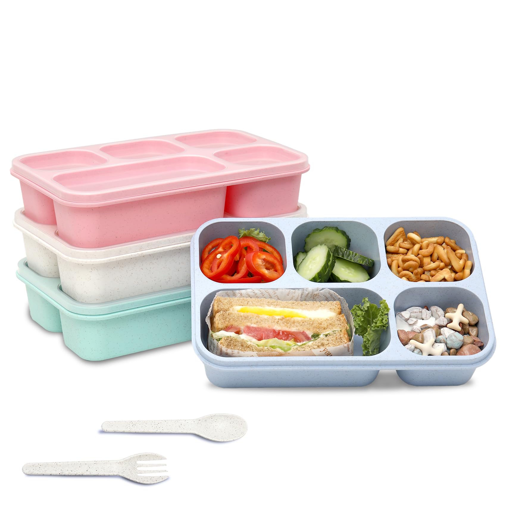 Amazon.com: Bento Box Adult Lunch Box, 4 Pack Lunchable Containers 5 ...