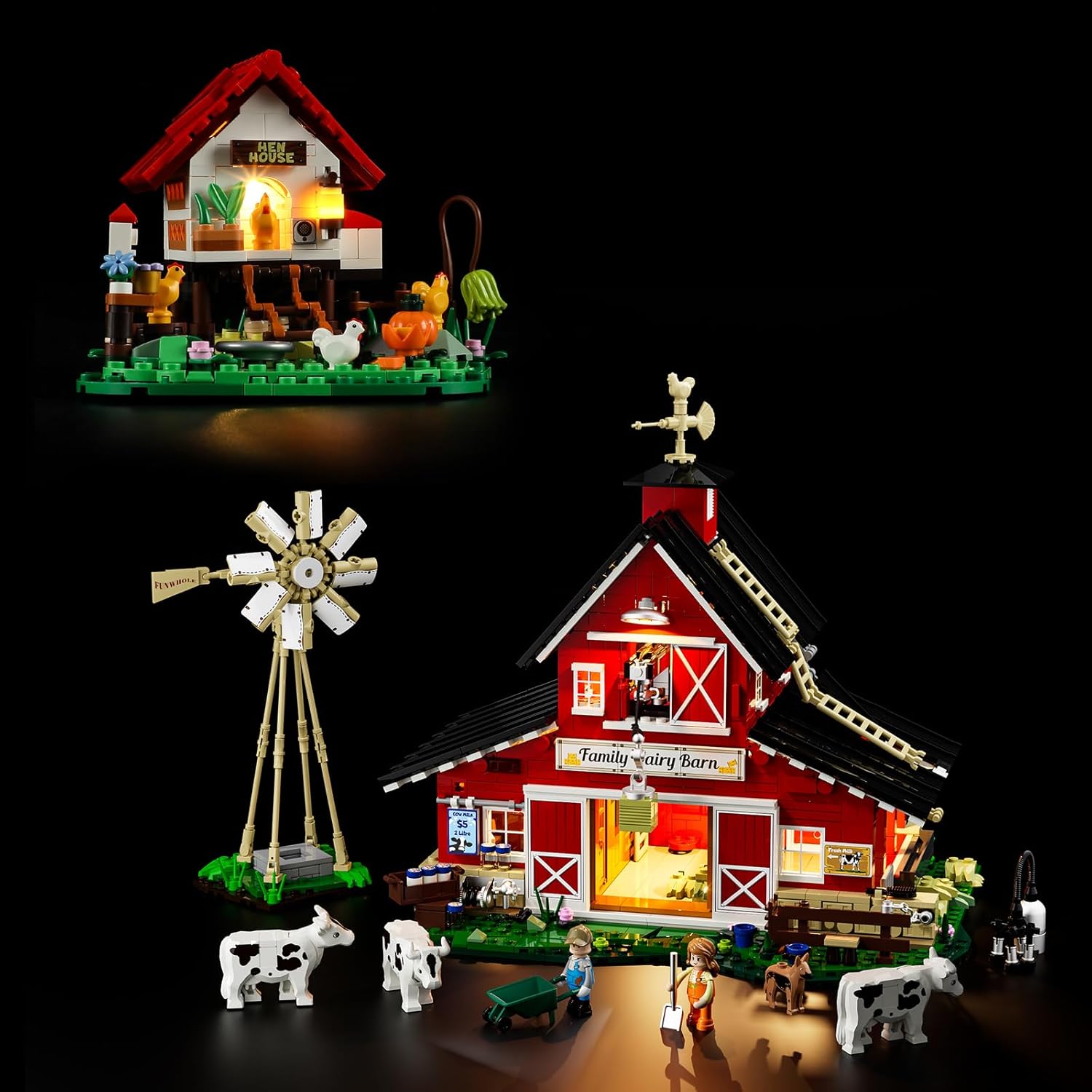 Amazon.com: FUNWHOLE Farm Cow-Barn and Hen-House Lighting Building ...