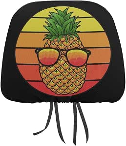 Amazon.com: Universal Car Headrest Cover Pineapple Eyeglasses Sunset ...