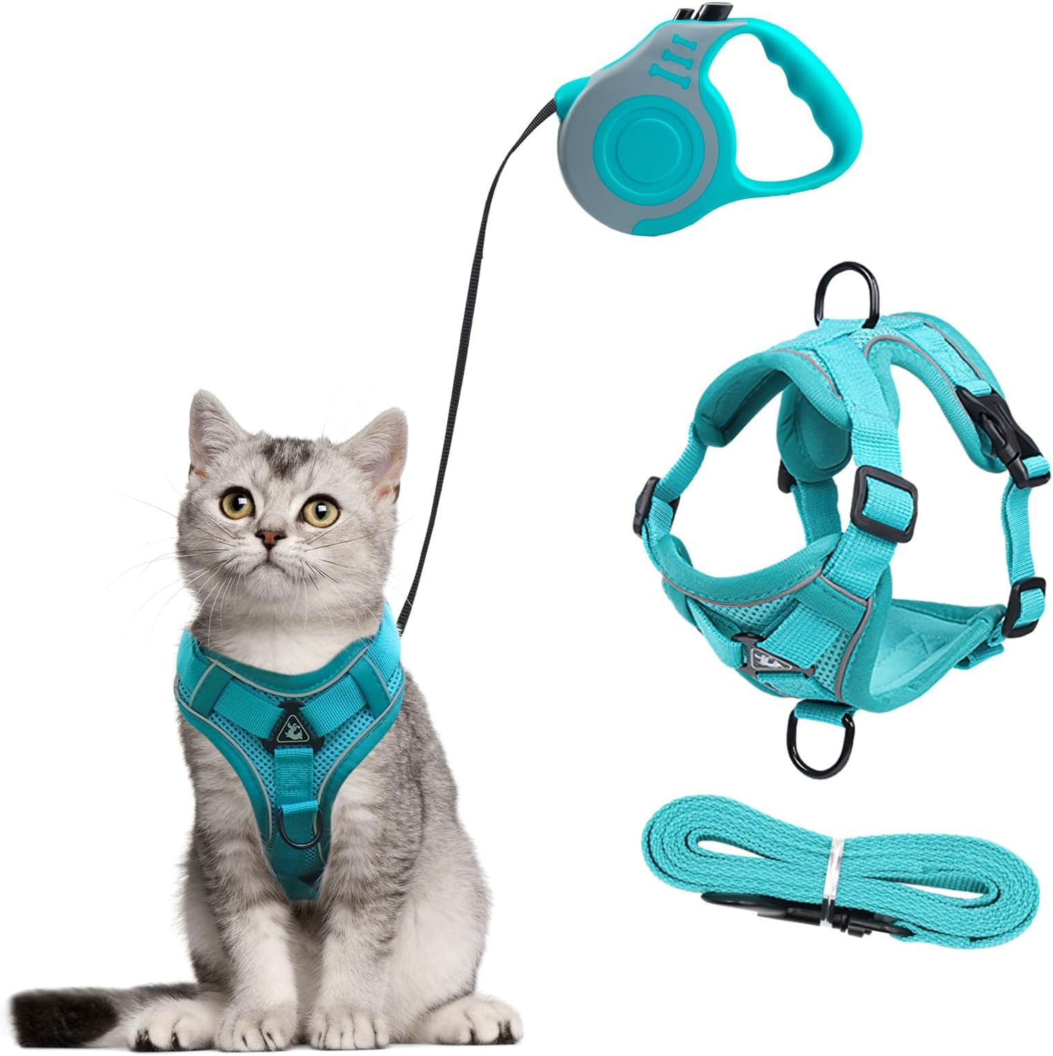 Cat Harness and Lead Set, Escape-Proof Kitten Harness with Retractable ...
