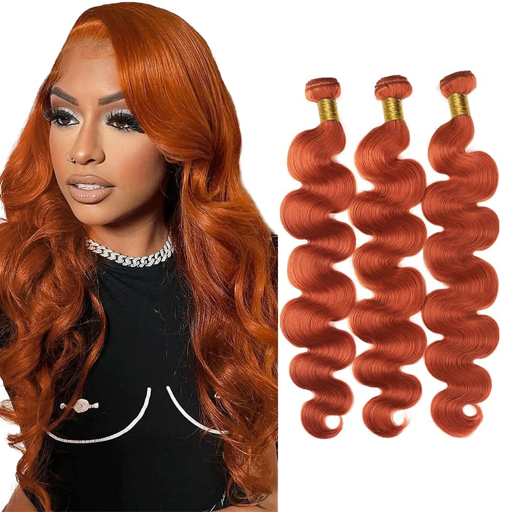 Amazon.com : 350 Bundle Ginger Body Wave Human Hair Bundles 8A Grade ...