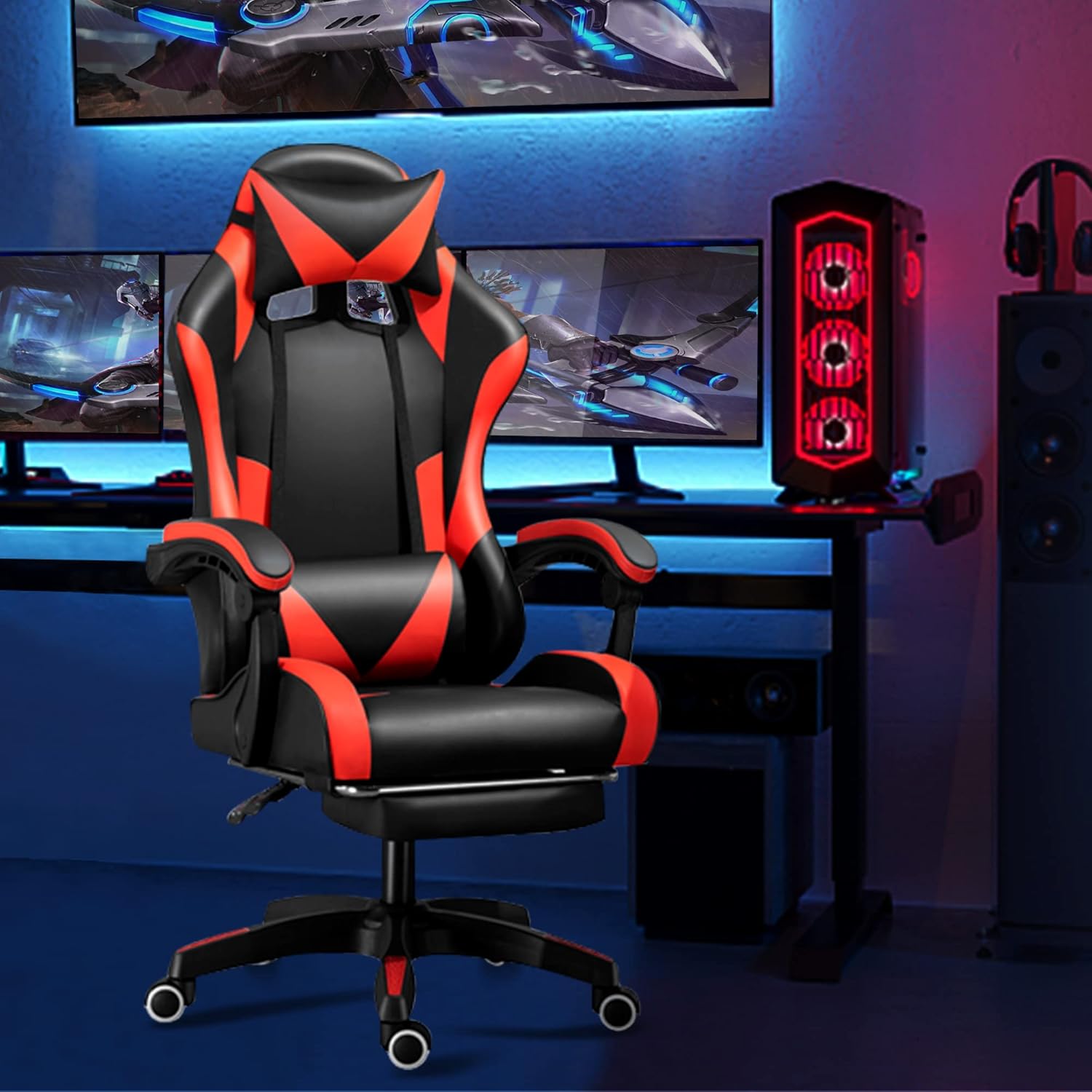 Amazon.com: anjsindra Gaming Chair Computer Office Chair with Footrest ...