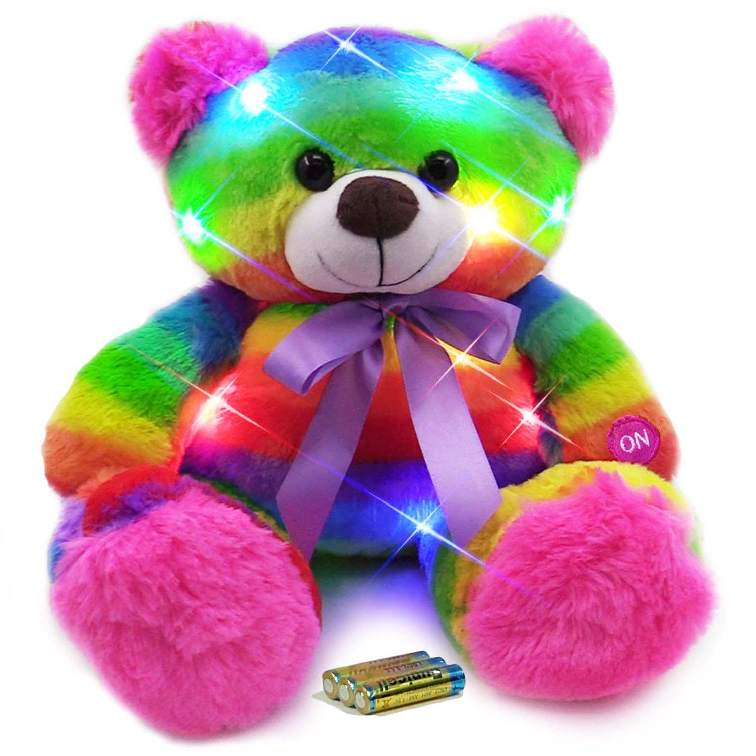 Buy The Noodley Rainbow Lites Light Up Teddy Bear Stuffed Animal Plush ...