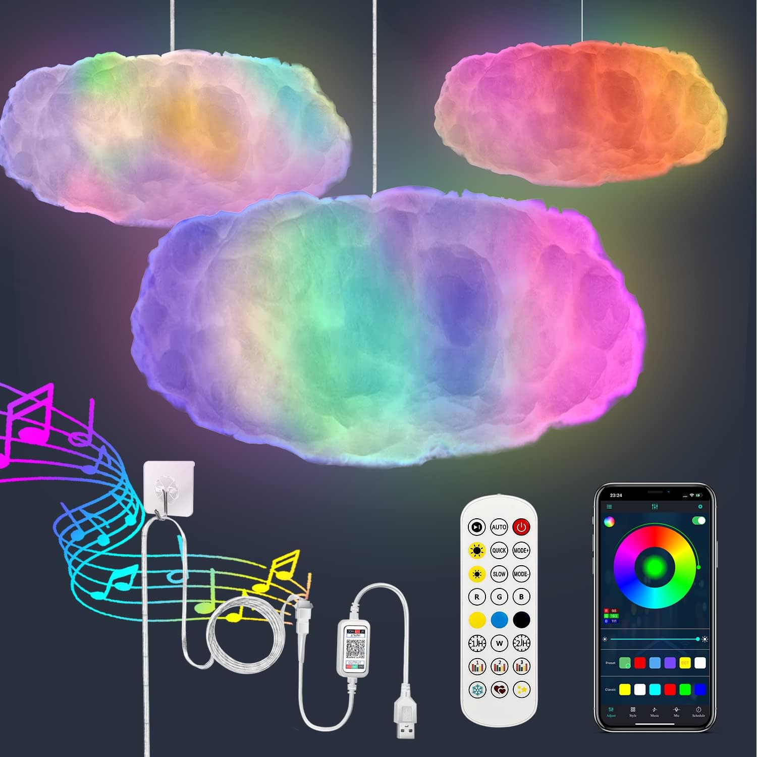LED Cloud Light for Bedroom, WOOHERLOO Floating Cloud Lamp Smart APP ...