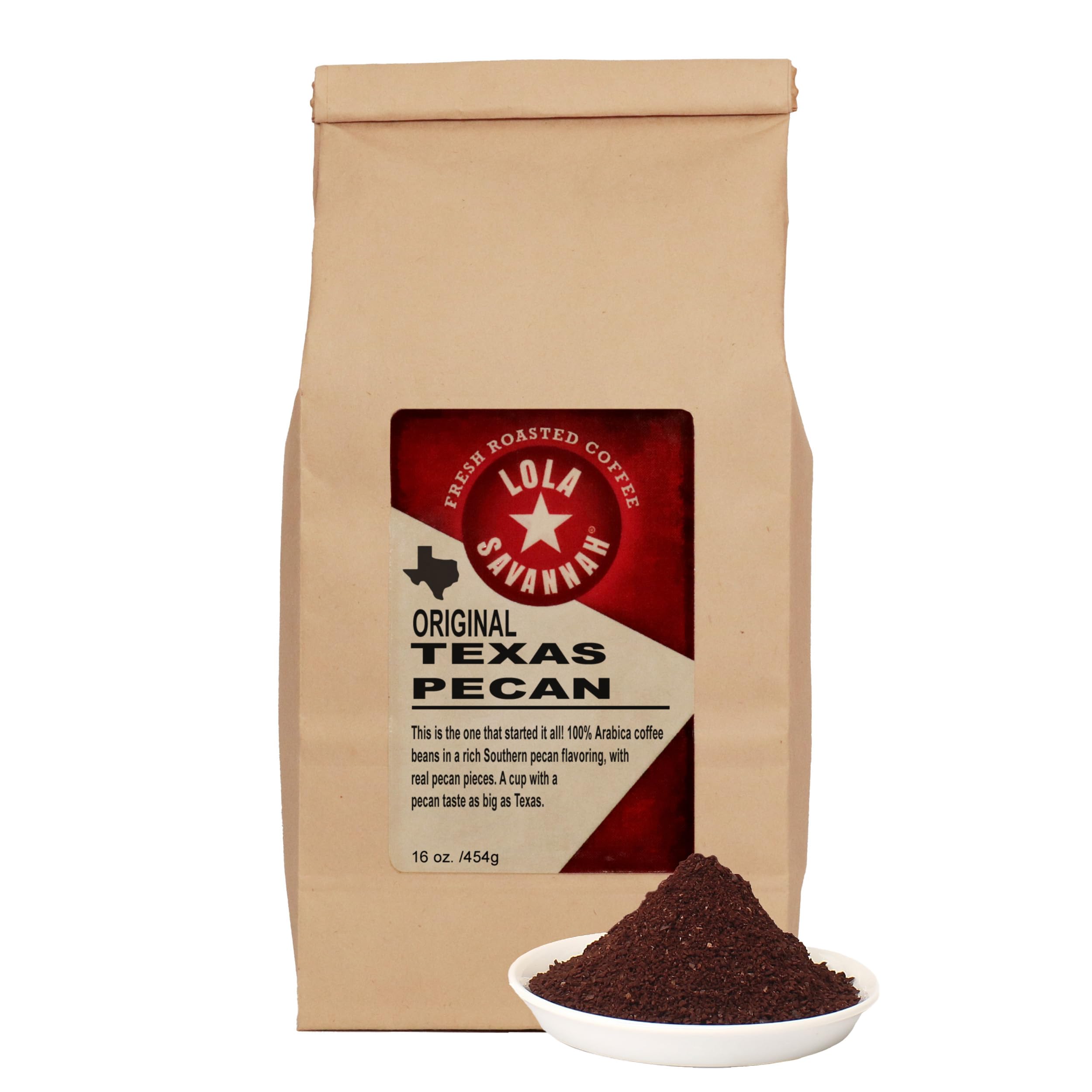 Amazon.com : Lola Savannah Texas Pecan Ground Caffeinated Coffee, 1lb ...