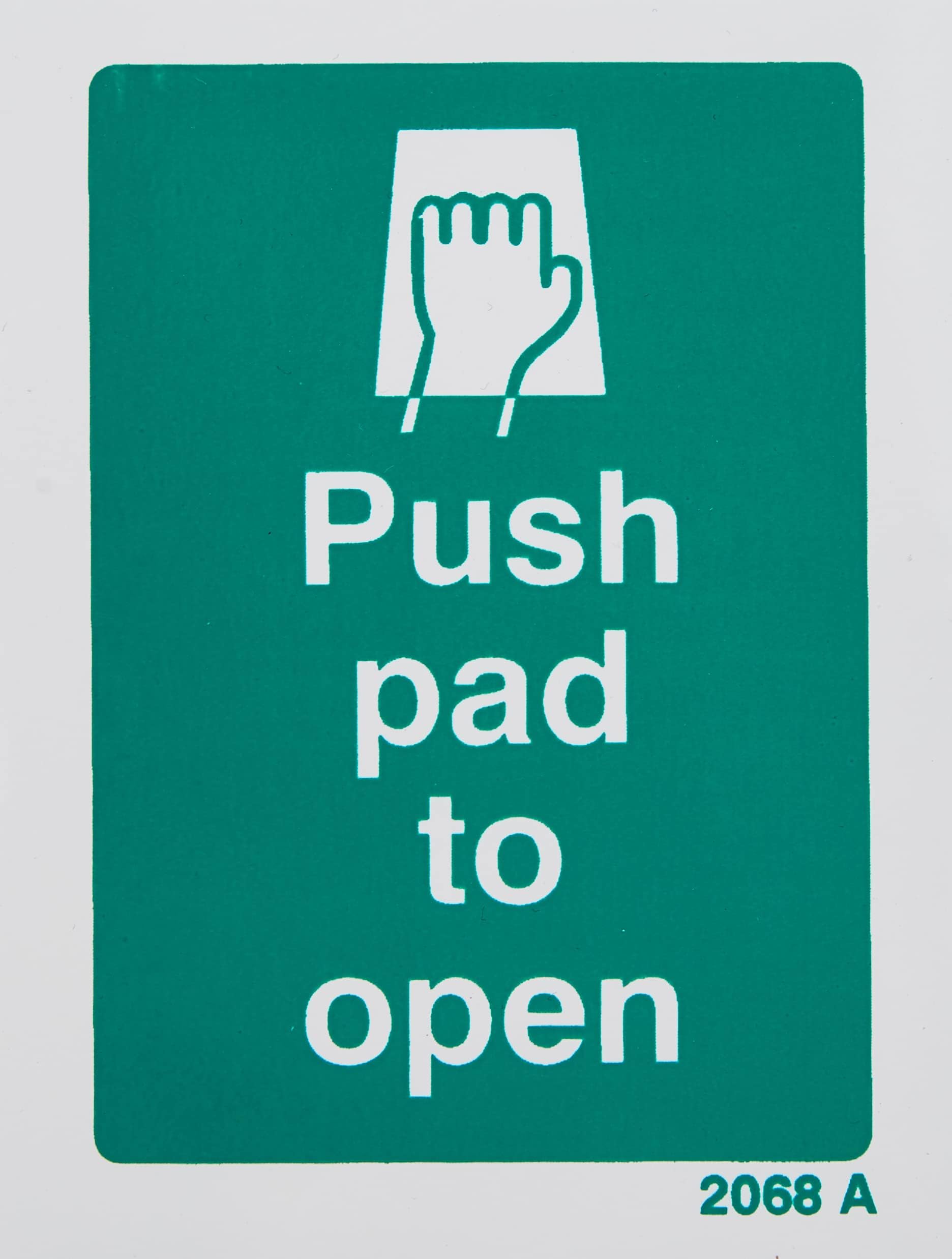 Push pad to open Sticker/Self Adhesive Sign - Fire, Push Bar/Pad ...
